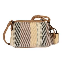 Gabor Damen Handtasche &raquo;Granada Denada&laquo; sommerlich gestreiftem Bast & glattes Lederimitat mit Mini-Me Anh&auml;nger B/H/T: 21cm x 14cm x 7cm