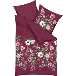 Kaeppel Bettw&auml;sche &raquo;Lana&laquo; 2 Stk. rot Mako-Satin, Obermaterial: 100% Baumwolle B/L: 155cm x 220cm, 1 Stk., 1 Stk., Mako-Satin, B/L: 80cm x 80cm, 2 Stk.