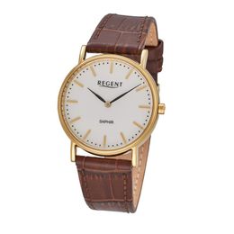 Regent Uhren Regent Damen Quarzuhr Armbanduhr, Damenuhr, Lederarmband, analog braun Einheitsgr&ouml;&szlig;e