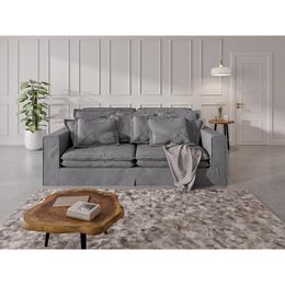 Home Affaire 4-Sitzer &raquo;ALISSAS mit vielen Kissen, Biesen an den Kissen&laquo; Hussenoptik, mit kleinen Taschen an der Seite zum Verstauen grau 92% Polyester