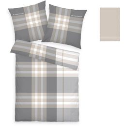 Tom Tailor HOME Bettw&auml;sche &raquo;Nick in Gr. 135x200 oder 155x220 cm&laquo; 3 Stk. mit Gratiszugabe G&auml;stehandtuch beige Renforc&eacute;, Obermaterial: 100% Baumwolle B/