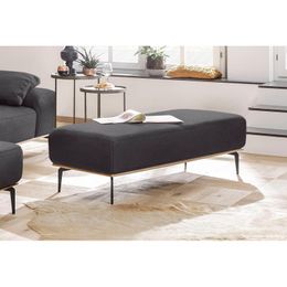 W.Schillig Polsterhocker &raquo;run&laquo; mit Holzsockel, F&uuml;&szlig;e in Schwarz pulverbeschichtet, Breite 150 cm grau Flachgewebe W82 Q2 (74% Polyacryl, 26% Polyester)