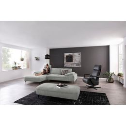 W.Schillig Ecksofa &raquo;valentinoo, Designsofa, bequem, elegant und zeitlos, L-Form&laquo; inklusive Hocker, mit Sitztiefenverstellung, Breite 299 cm grau 