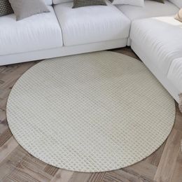 Wecon Home Teppich &raquo;Hamptons THIRTY&laquo; rund 17 mm H&ouml;he Kurzflor, Wohnzimmer, Schlafzimmer, elegant, robust, kariert beige Polyester &Oslash; 180cm 1 Stk., 17mm