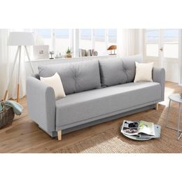 Home Affaire Schlafsofa &raquo;Scandic, B: 219 cm, Liegel. 137x195 cm&laquo; Schlaffunktion, Bettkasten & 2 Zierkissen, Federkern grau Zierkissen: 100% Polyester;