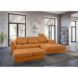 Sit & More sit&more Ecksofa &raquo;Bendigo L-Form&laquo; inklusive Sitztiefenverstellung, Bodenfreiheit 12 cm, in 2 Fu&szlig;farben gelb B/H/T: 284cm x 84cm x 175cm, NaturLEDER ,