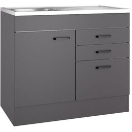 Optifit Sp&uuml;lenschrank &raquo;OPTImulti&laquo; Breite 100 cm, Tiefe 60 cm, mit Sp&uuml;lenauflage Holzwerkstoff anthrazit, B/H/T: 100cm x 88,2cm x 60cm, Schubladen: 3 