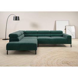 Home Affaire Ecksofa &raquo;Antonelli, L-Form, inkl. Kopfteilverstellung, Breite 276 cm&laquo; ohne Sitztiefenverstellung, in Cord, gr&uuml;n gr&uuml;n 95% Polyester, 5% 