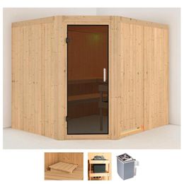 Karibu Sauna &raquo;Marit&laquo; Set, Ofen 9 kW integr. Strg beige Saunaofen, integrierte Steuerung, 9 kW