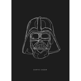 Komar Bild &raquo;Star Wars Lines Dark Side Vader&laquo; Star Wars 1 Stk. tlg. Wandbild zur Dekoration im Kinderzimmer - ohne Rahmen schwarz-wei&szlig; Holz, Papier B/H/T: 