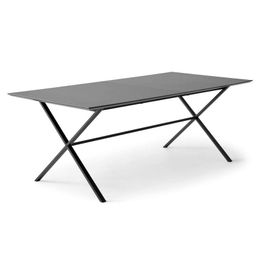Esstisch &raquo;Meza Designtisch mit Auszugsfunktion und 2 Einlegeplatten&laquo; schwarz Tischplatte: Schwarzes nanobehandeltes Fenix-Laminat (schwarzer Rand), 