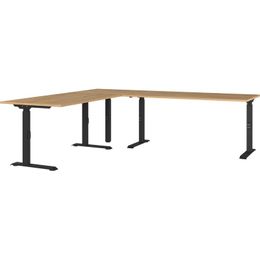 Germania Eckschreibtisch &raquo;GW-Agenda&laquo; h&ouml;henverstellbar, verf&uuml;gbar in verschiedenen Ma&szlig;en schwarz B/H/T: 240cm x 91cm x 220cm,manuell h&ouml;heneinstellbar