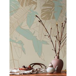 Livingwalls living walls Vliestapete &raquo;House of Turnowsky Fototapete Bl&auml;tter&laquo; gemustert matt neutral glatt Palmenbl&auml;tter Tapeten Wohnzimmer Schlafzimmer K&uuml;che 