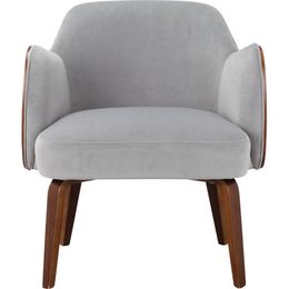 OTTO home Loungesessel &raquo;Eleena, Sessel Wohnzimmer,&laquo; 1 Stk. tlg. Stoff aus recyceltem Polyester, Beine aus Pappelholz, Sitzh&ouml;he 47 cm grau Veloursstoff