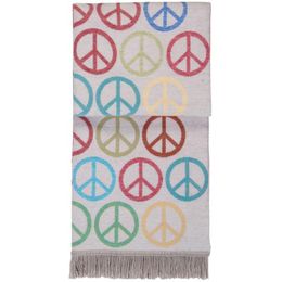 Pad Wohndecke &raquo;PEACE MULTI&laquo; Made in Europe, Kuscheldecke, Peace Zeichen, mit Fransen, 150x200 cm bunt Mischgewebe B/L: 150cm x 200cm