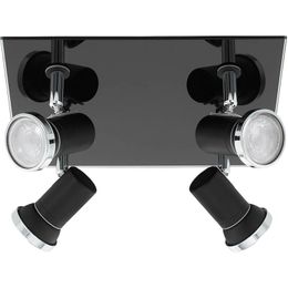 Eglo Deckenleuchte &raquo;Tamara 1 Deckenlampe, Deckenstrahler, Stahl, Glas, GU10, IP44, Lampe&laquo; GU10 1 Stk. Spot - L24 x B26 cm - schwarz, chrom - 4X2,8W 