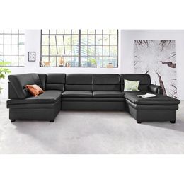 Sit & More sit&more Wohnlandschaft &raquo;Pisa U-Form&laquo; mit Federkern, wahlweise mit Schlaffunktion schwarz Flachgewebe (100% Polyester);Luxus-Microfaser1 (100% 