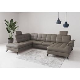 Sit & More sit&more Wohnlandschaft &raquo;Zora&laquo; B/H/T: 212cm, NaturLEDER Stoff,mega-Recamiere rechts,mit Bett,mit Bettkasten