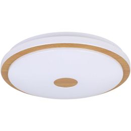 Eglo Deckenleuchte &raquo;LANCIANO 1&laquo; LED-Modul 1 Stk. Kaltwei&szlig; Neutralwei&szlig; Warmwei&szlig; Deckenleuchte in wei&szlig; und braun aus Stahl, Holz - 24W braun &Oslash; 38cm H: 