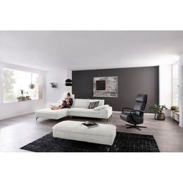 W.Schillig Ecksofa &raquo;valentinoo, Designsofa, bequem, elegant und zeitlos, L-Form&laquo; inklusive Hocker, mit Sitztiefenverstellung, Breite 299 cm wei&szlig; 