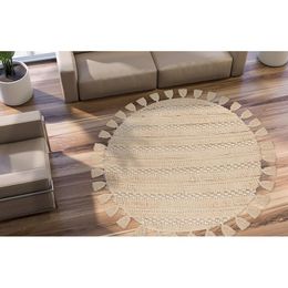 me gusta Wollteppich &raquo;Bohist 325&laquo; rund 18 mm H&ouml;he beige Wolle B : 160cm &Oslash; 160cm 1 Stk., 18mm, L: 160cm &Oslash; 160cm