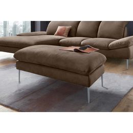 W.Schillig Hocker &raquo;enjoy&MORE&laquo; F&uuml;&szlig;e silber matt, Breite 106 cm braun Chenille-Flachgewebe R66 (85% Polyester, 15% Nylon);Longlife Xtra-Leder Z59: 