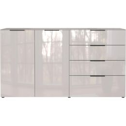 Germania Sideboard &raquo;Oakland mit Glasauflage&laquo; Breite: 134 oder 184 cm, Soft-close, verstellb. B&ouml;den, Made in Germany braun Glas, Holzwerkstoff, 