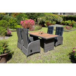 Garden Pleasure Garten-Essgruppe &raquo;, Tischgruppe &raquo;BRAGA Set 07&laquo;&laquo; Set, 7 Stk. tlg. 4 Sessel, mit Gasfedern, Tisch LxB: 180x90 cm, inkl Auflagen braun Kissenbezug: 100% 