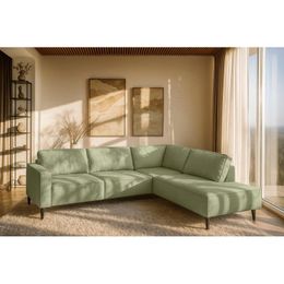 OTTO home Ecksofa &raquo;Fumone, Lederoptik oder Soft-Touch Chenille&laquo; Breite 260, mit schwarzen Massivholzf&uuml;&szlig;en gr&uuml;n 90% PES; 10% NY B/H/T: 260cm x 83cm x 