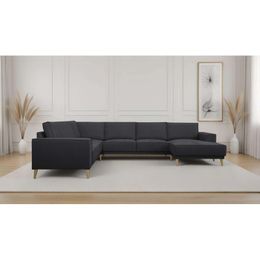 OTTO home Wohnlandschaft &raquo;Oland Skandi, weicher Chenille-Stoff&laquo; U-Form, 342 cm, Wellenunterfederung, Skandi-Design, Massivholzf&uuml;&szlig;e grau 100% Polyester