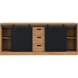 FORTE Sideboard &raquo;Kaszimiro&laquo; schwarz Holzwerkstoff B/H/T: 213,4cm x 88,2cm x 52cm, 3 Stk., 2 Stk.
