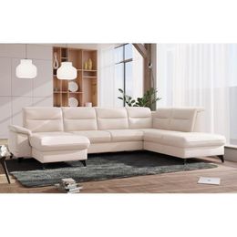 Sit & More sit&more Wohnlandschaft &raquo;Astoria U-Form&laquo; wahlweise mit motorischer Relaxfunktion beige 100% Polyester B/H/T: 329cm x 91cm x 225cm, Luxus-Microfaser 