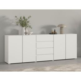 OTTO home Sideboard &raquo;Metric,Breite 222 cm, grifflose Kommode 4 T&uuml;ren/4 Schubk&auml;sten&laquo; Schubladenschrank mit viel Stauraum, Einlegeb&ouml;den verstellbar 