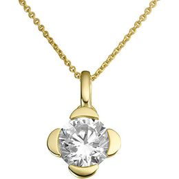Firetti Damen Kettenanh&auml;nger &raquo;Schmuck Geschenk Gold 333 Halsschmuck Anh&auml;nger Solit&auml;r Blume&laquo; mit Zirkonia (synth.) gold Gelbgold 333, 0,95 g