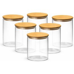 Van Well Vorratsglas &raquo;Vorratsdose Ella, 6 St&uuml;ck&laquo; mit Bambusdeckel transparent Bambus, Glas B/H/L: 11cm