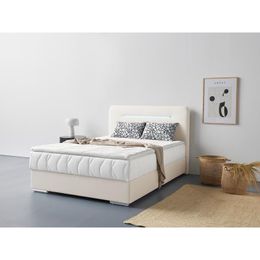 COTTA Boxbett &raquo;Lighstar&laquo; inklusive LED-Beleuchtung, Topper, Bettkasten und Zierkissen beige Polyester Kunstleder SOFTLUX Polyester LED-Beleuchtung, 