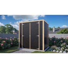 BERTILO Ger&auml;tehaus &raquo;Box 2, in verschiedenen Farben&laquo; Hohe Doppelt&uuml;r, hohe W&auml;nde &ndash; mehr Raum schwarz Massivholz Einheitsgr&ouml;&szlig;e