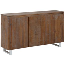 OTTO home Sideboard &raquo;Lagos&laquo; Kommode aus massivem Kiefernholz, mit wei&szlig; lackiertem Beingestell braun Massivholz B/H/T: 140cm x 80cm x 35cm, Kiefer, 3 