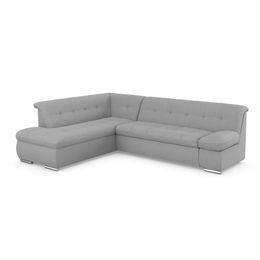 DOMO collection Ecksofa &raquo;MONA 271x213 cm, modern und komfortabel&laquo; whlw. mit Bett- und Armlehnfunktion, L-Form silber Struktur fein 100% Polyester;