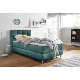 Home Affaire Boxspringbett &raquo;Salo&laquo; incl. Topper, 6 Breiten, 2 H&auml;rtegrade, TFK auch in H&auml;rtegrad 4 blau Struktur (100% Polyester);Bezug der 