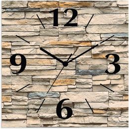 Artland Wanduhr &raquo;Braune alte Ziegelmauer&laquo; wahlweise mit Quarz- oder Funkuhrwerk, lautlos ohne Tickger&auml;usche beige B/H/T: 30cm x 30cm x 0,3cm, Funkuhr