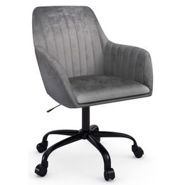 OTTO home B&uuml;rostuhl &raquo;Perry2&laquo; () eleganter Samtstuhl, schwarzes Drehkreuz,Polsterung in L&auml;ngsnaht-Optik grau Stoff B/H/T: 58cm x 88cm x 60cm, 