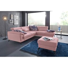 Sit & More sit&more Ecksofa &raquo;Percy L-Form&laquo; 12 cm Fu&szlig;h&ouml;he, Sitztiefenverstellung, wahlweise in 2 Fu&szlig;farben rosa B/H/T: 270cm x 235cm, Feinstruktur, Ottomane 