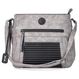 Rieker Damen Umh&auml;ngetasche Schultertasche, Damen-Handtasche, mit praktischen F&auml;chern grau B/H/T: 30cm x 29cm x 12cm