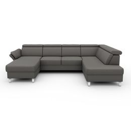 Sit & More sit&more Wohnlandschaft &raquo;Vincenzo U-Form&laquo; inklusive Kopfteilverstellung, optional Schlaffunktion & Bettkasten grau B/H/T: 317cm x 84cm x 93cm, Luxus-