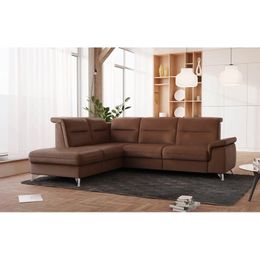 Sit & More sit&more Ecksofa &raquo;Astoria L-Form&laquo; wahlweise mit motorischer Relaxfunktion braun 100% Polyester B/H/T: 256cm x 91cm x 225cm, Luxus-Microfaser in 