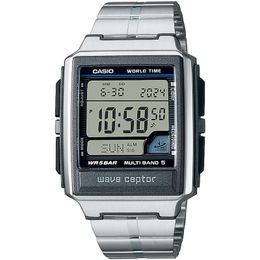CASIO FUNK Herren Funkchronograph Quarzuhr, Armbanduhr, Herrenuhr, Digitaluhr, Edelstahlarmband,Weltzeit silber Einheitsgr&ouml;&szlig;e