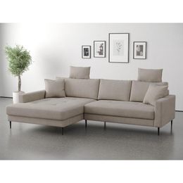 Trends by HG Ecksofa &raquo;Summer L-Form, B: 280cm, in Cord & Struktur&laquo; wahlweise mit Kopfst&uuml;tzen, schwarze Metallf&uuml;&szlig;e beige 90% Polyester;10% Nylon B/H/T: