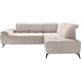 Home Affaire Ecksofa &raquo;Lazio modern und bequem, schmale Armlehnen, tolle Detailverarbeitung&laquo; beige 100% Polyester B/H/T: 272cm, Microfaser, Ottomane 