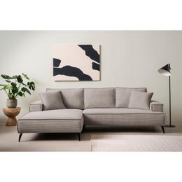 OTTO home Ecksofa &raquo;TVINNU Cord, L-Form, Breite 275 cm&laquo; wahlweise Recamiere rechts/links, schwarze F&uuml;&szlig;e, bequemer Sitzkomfort braun B/H/T: 275cm x 83cm